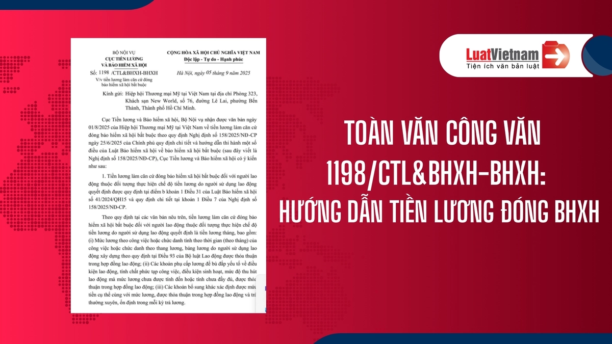 Toàn văn Công văn 1198: Hướng dẫn tiền lương đóng BHXH [PDF]